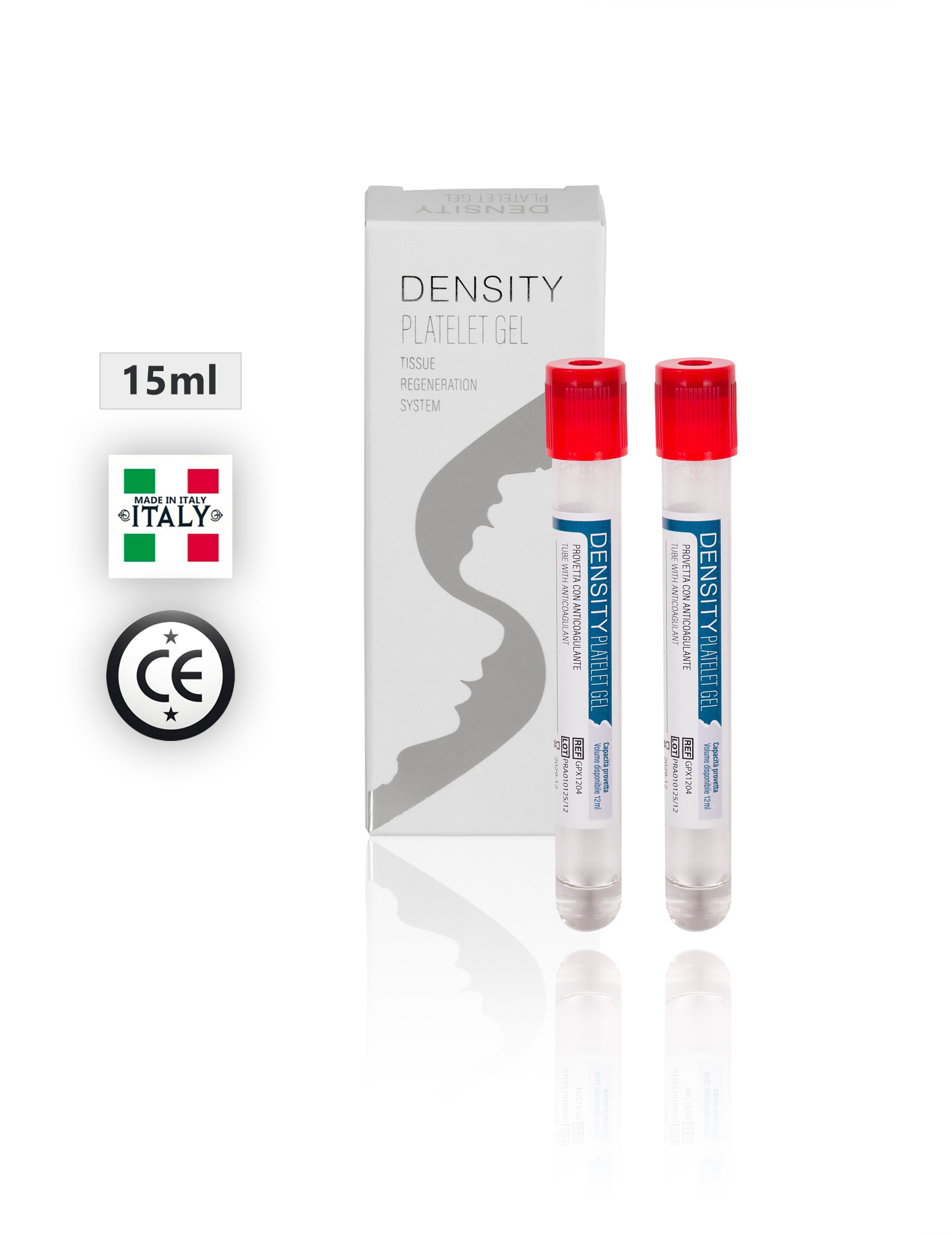 2 Xenoderm PRP tubes 15 ml with anticoagulant, without separating gel.